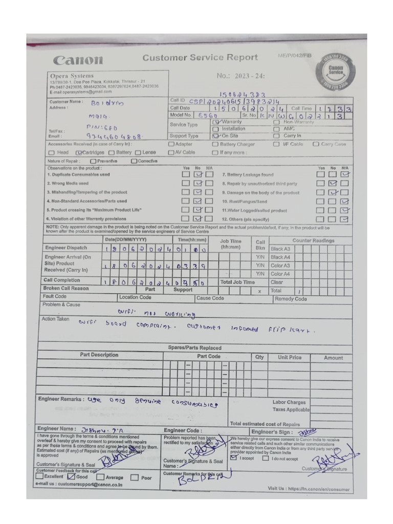 Canon Customer Service Report | PDF