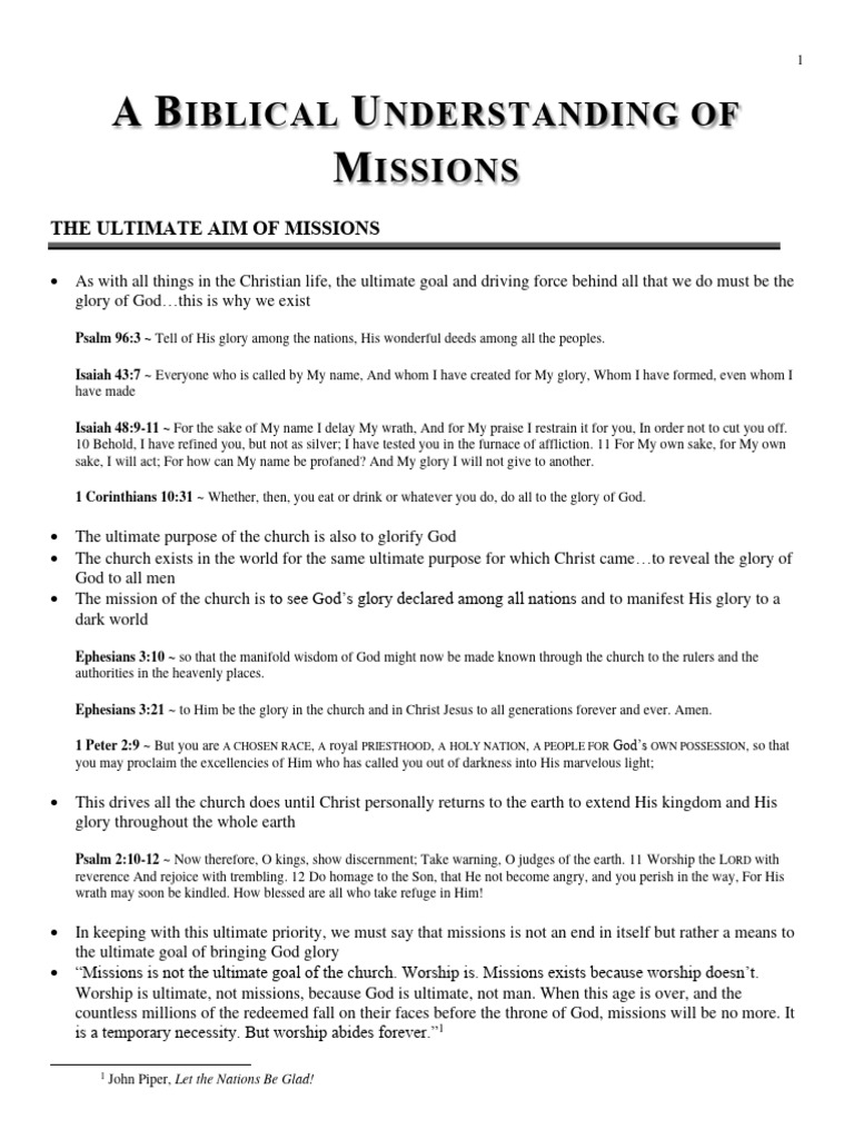 A Biblical Understanding of Missions | PDF | Acts Of The Apostles | Jesus
