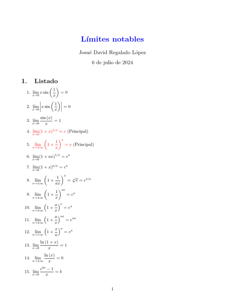 Límites Notables en Cálculo Matemático | PDF | Ajedrez