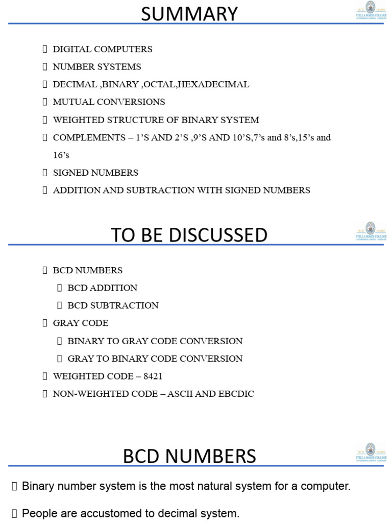 Digital Logic - Unit 1 Part2 | PDF | Binary Coded Decimal | Subtraction