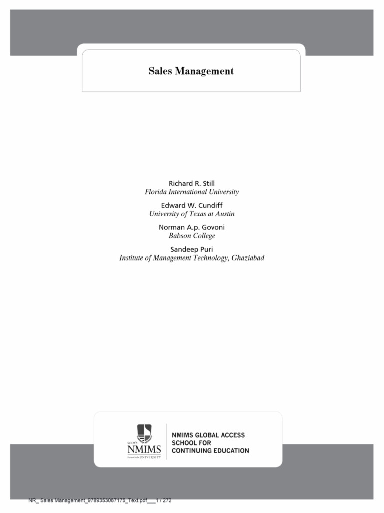 Sales Management Book | PDF | Sales | Marketing