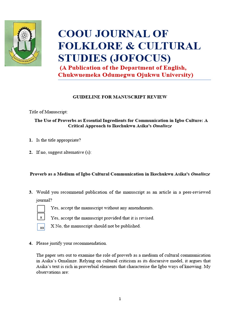 Ezennadiri Chukwudi & Doris' Reviewed Paper - The Proverb | PDF | Proverb | Folklore