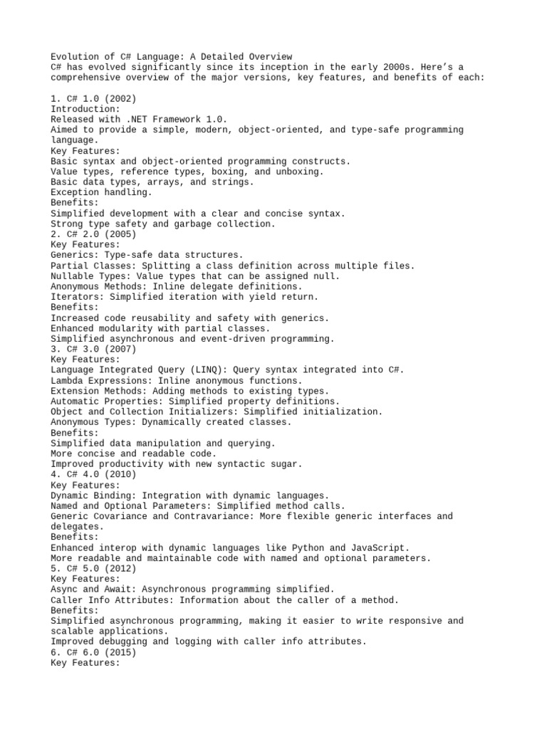 Evolution Of Dotnet Pdf C Sharp Programming Language Language Integrated Query 