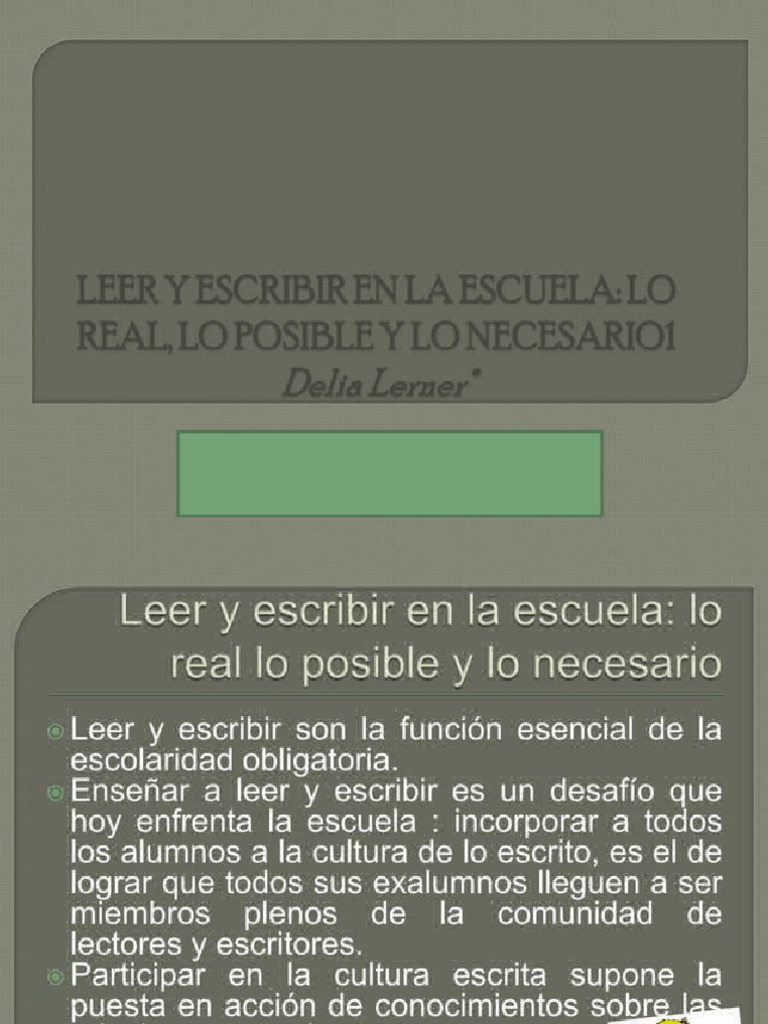 Leer y Escribir en La Escuela Delia Lerner 32247693 32247693 | PDF