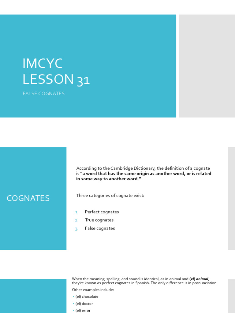 Understanding False Cognates in Spanish | PDF