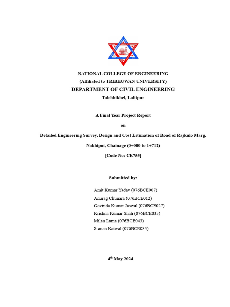 Detailed Engineering Survey, Design and Cost Estimation of Road | PDF ...