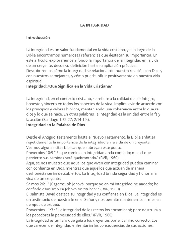 La Integridad | PDF | Biblia | Salmos
