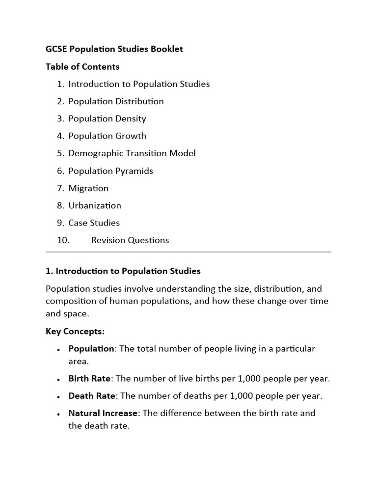 Geography Summary Notes 1 | PDF | Population | Population Growth