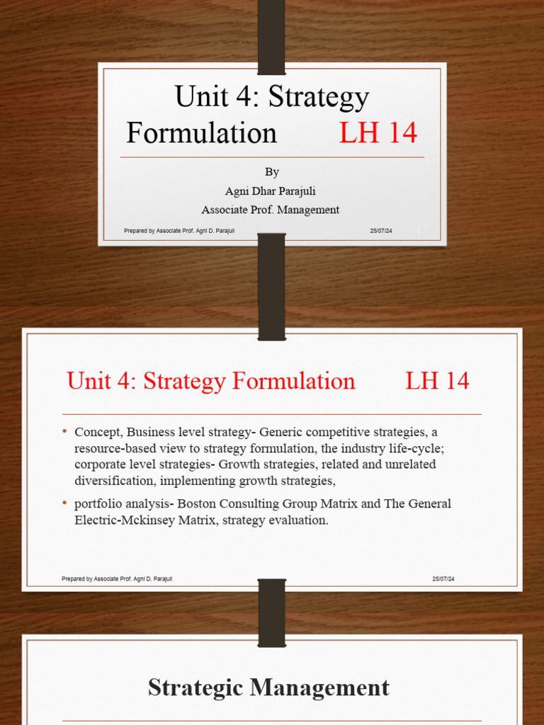 Unit 4 Strategy Formulation | PDF | Strategic Management | Business