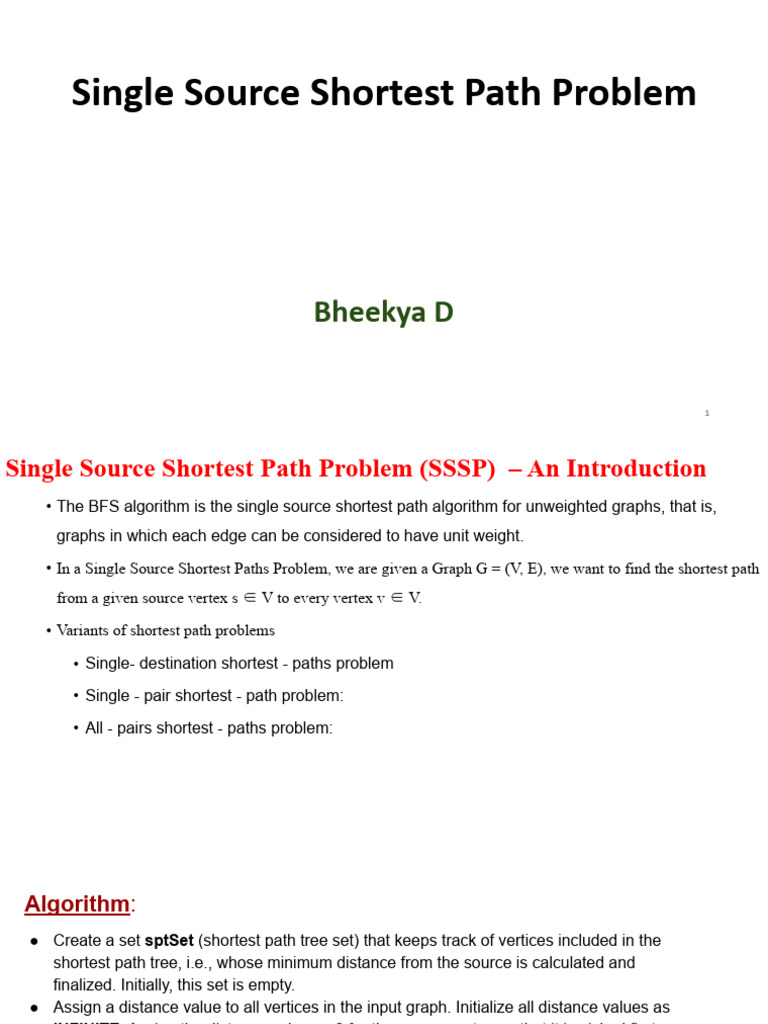 Single Source Shortest Path Method | PDF | Mathematical Relations ...