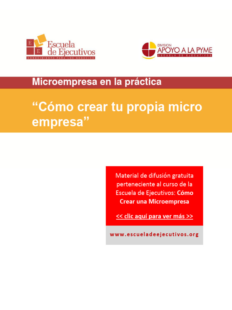 "Cómo Crear Tu Propia Micro Empresa": Microempresa en La Práctica | PDF ...