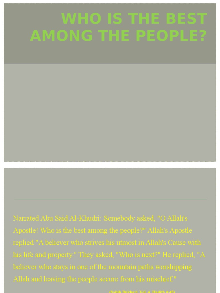 Who Is The Best Among The People | PDF | Philosophy | Religion ...