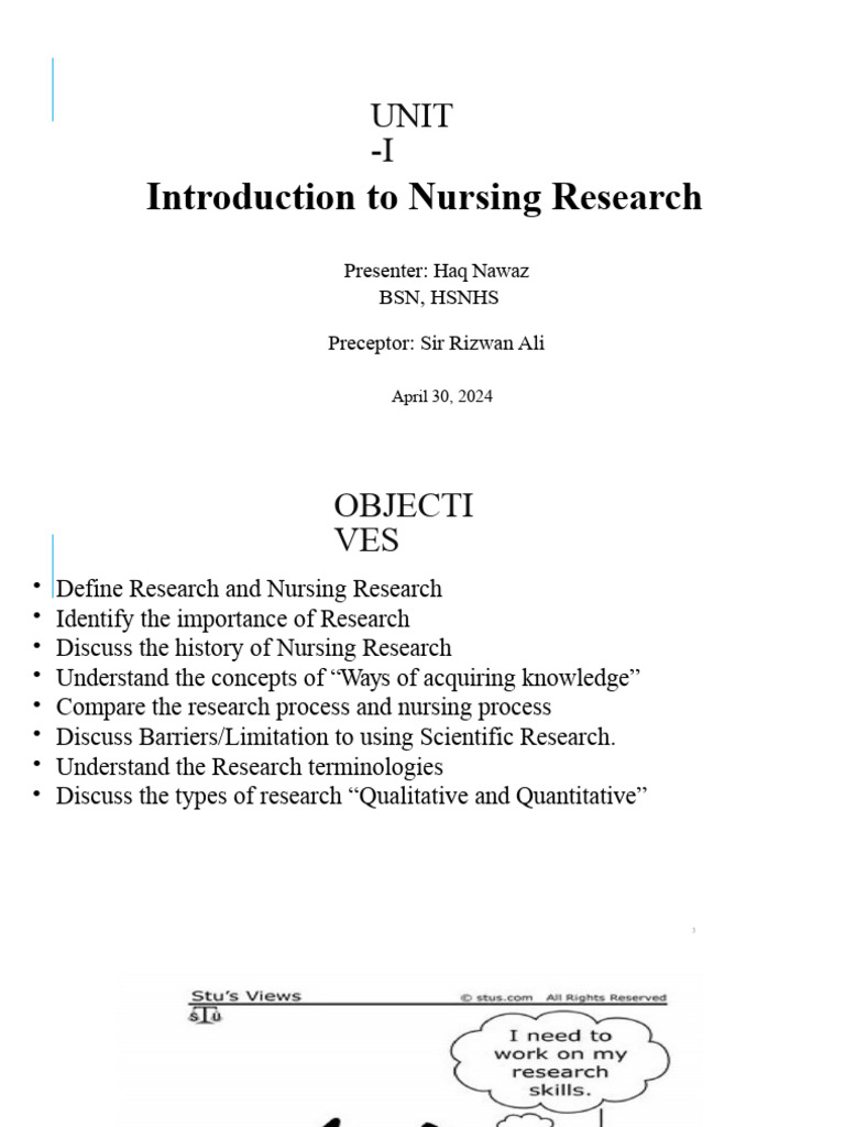 Unit-I Introduction o Nursing Research | PDF | Nursing | Evidence Based ...