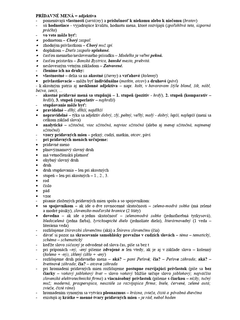 Prídavné Mená | PDF