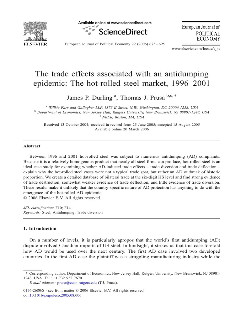 Antidumping Effects in Hot-Rolled Steel | PDF | Dumping (Pricing Policy ...
