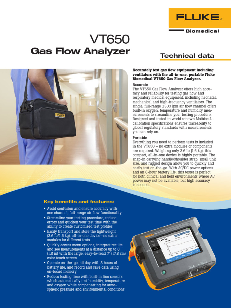 Fluke VT650 Gas Flow Analyzer Overview | PDF | Humidity | Touchscreen