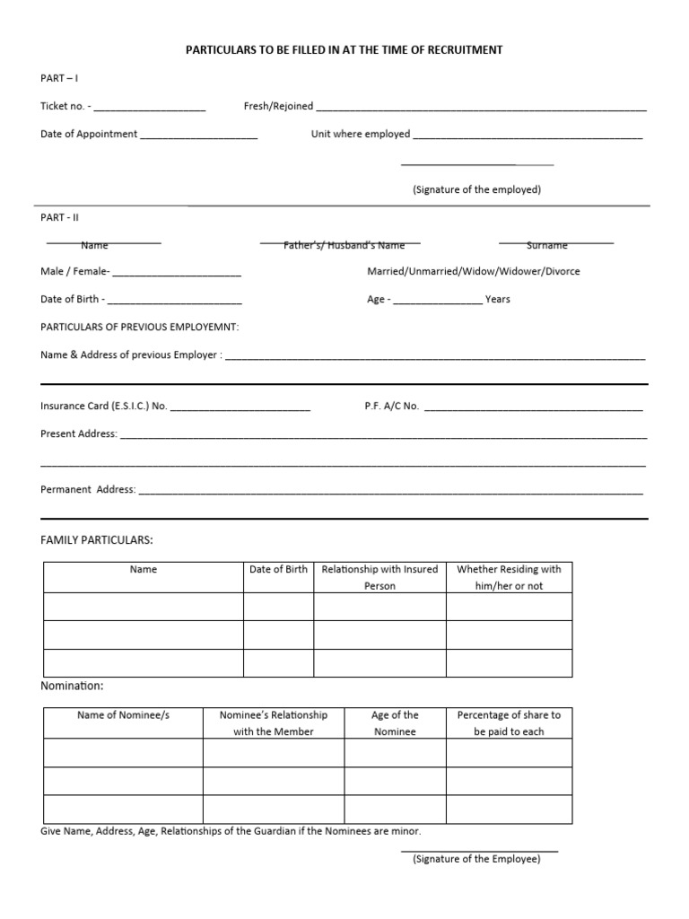 Employee Recruitment Information Form | PDF