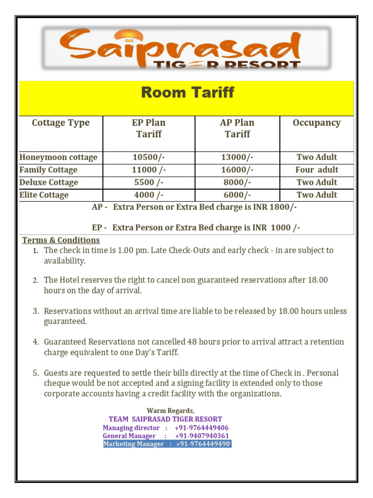 Room Tariff | PDF