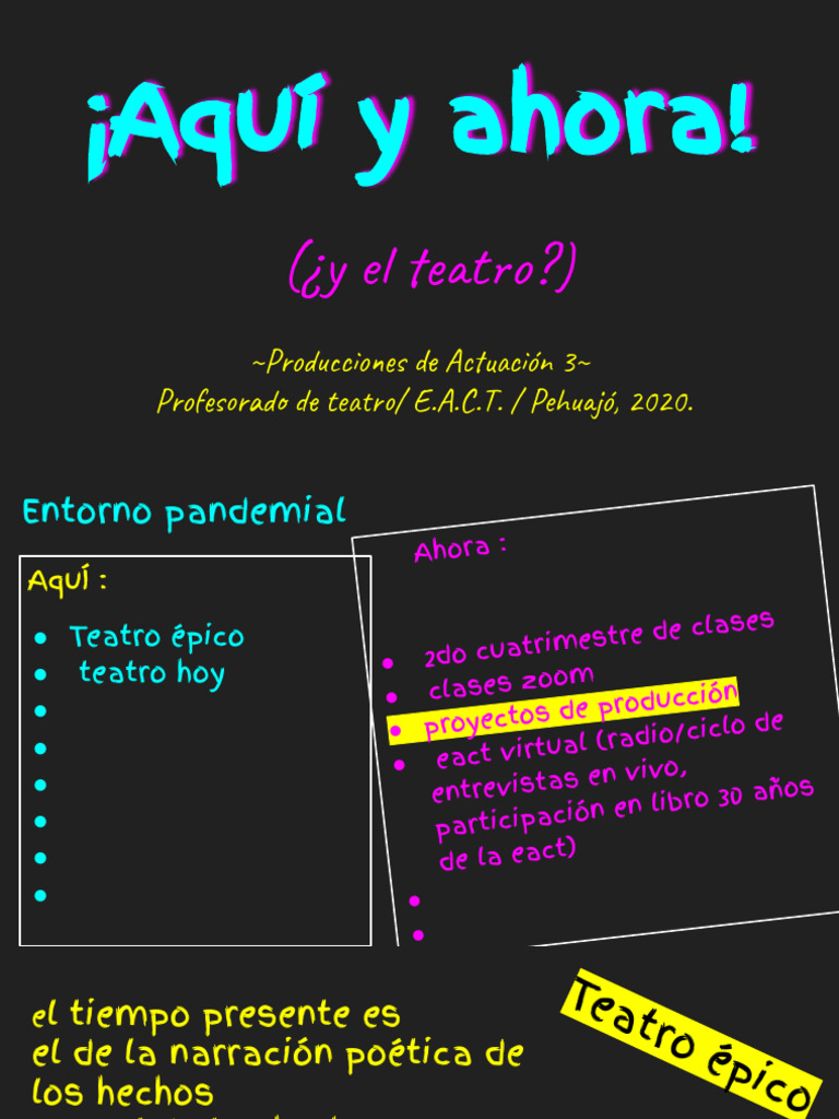 ¡Aquí y Ahora! Teatro Épico | PDF