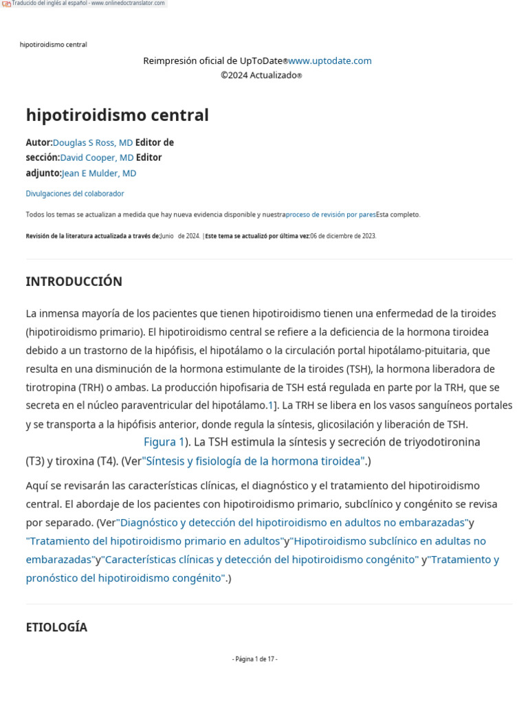 Up5 en Es | PDF | Hormona estimulante de la tiroides | Hipotiroidismo