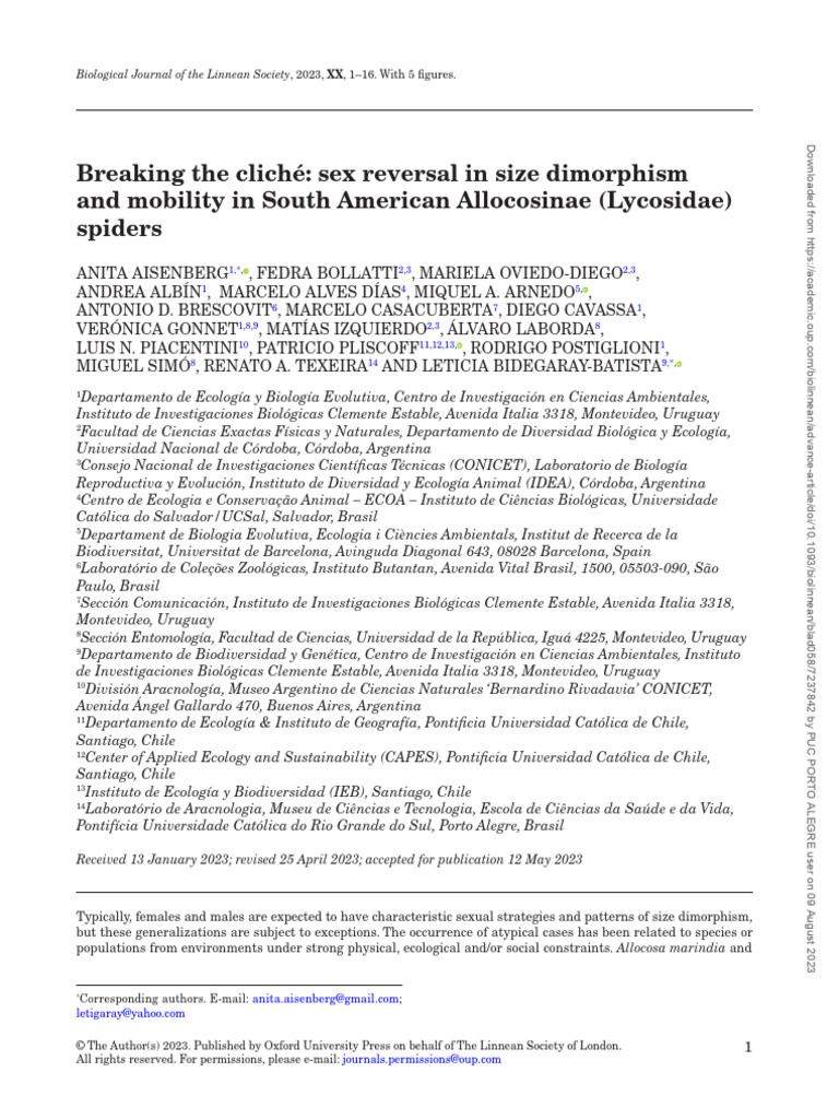 Breaking The Cliché - Sex Reversal in Size Dimorphism | PDF | Sex ...