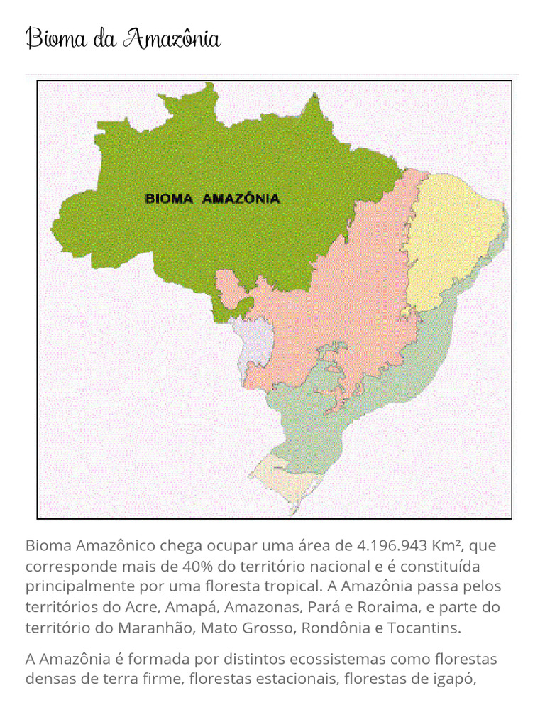 Bioma da Amazônia: Ecossistemas e Desafios | PDF | Floresta Amazônica ...