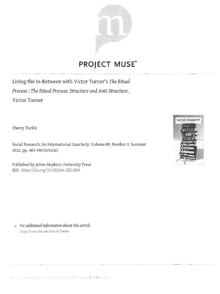 Sherry Turkle - Living The In-Between With Victor Turner The Ritual ...