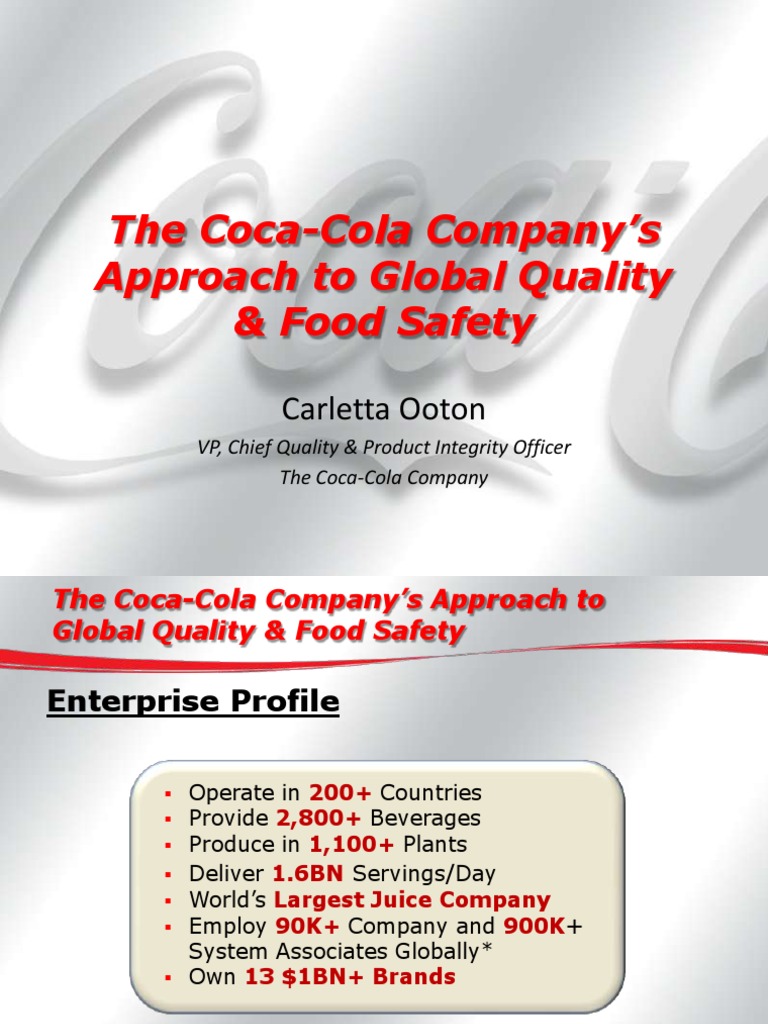 Coca-Cola's Global Quality & Safety Strategy | PDF | Food Safety | Safety