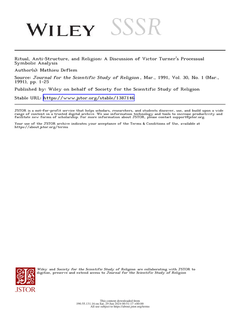 Turner's Symbolic Analysis of Ritual | PDF | Rituals | Thought