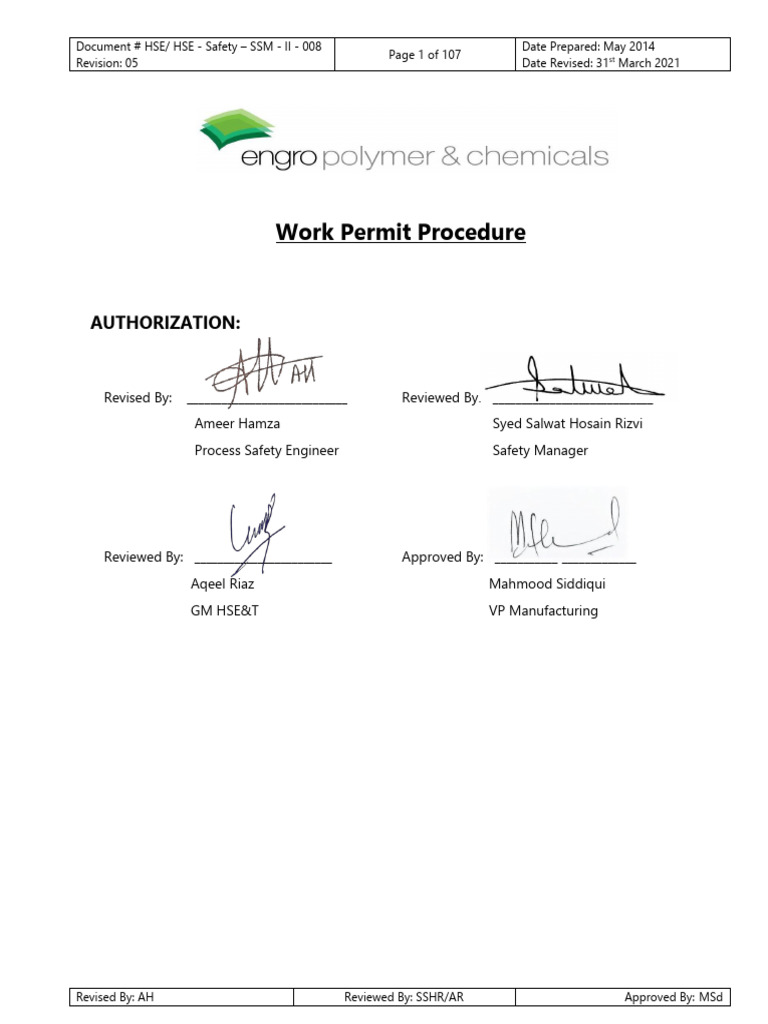 Work Permit Procedure 2021 | PDF | Safety