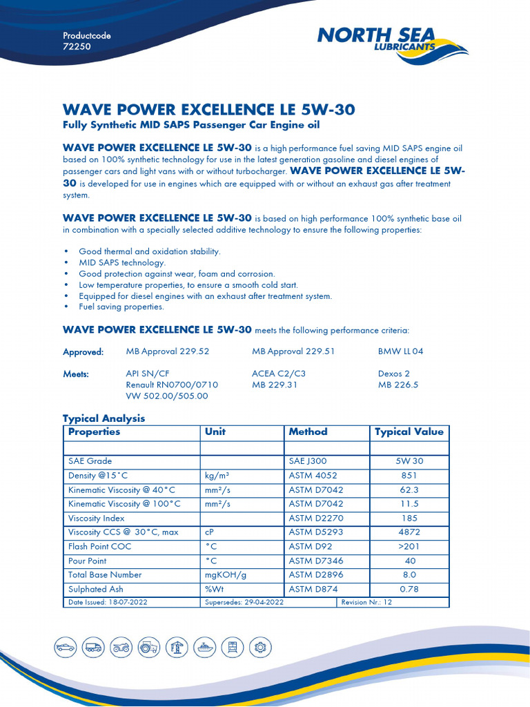 Wave Power Excellence Le 5w-30 7 | PDF | Motor Oil | Liquids