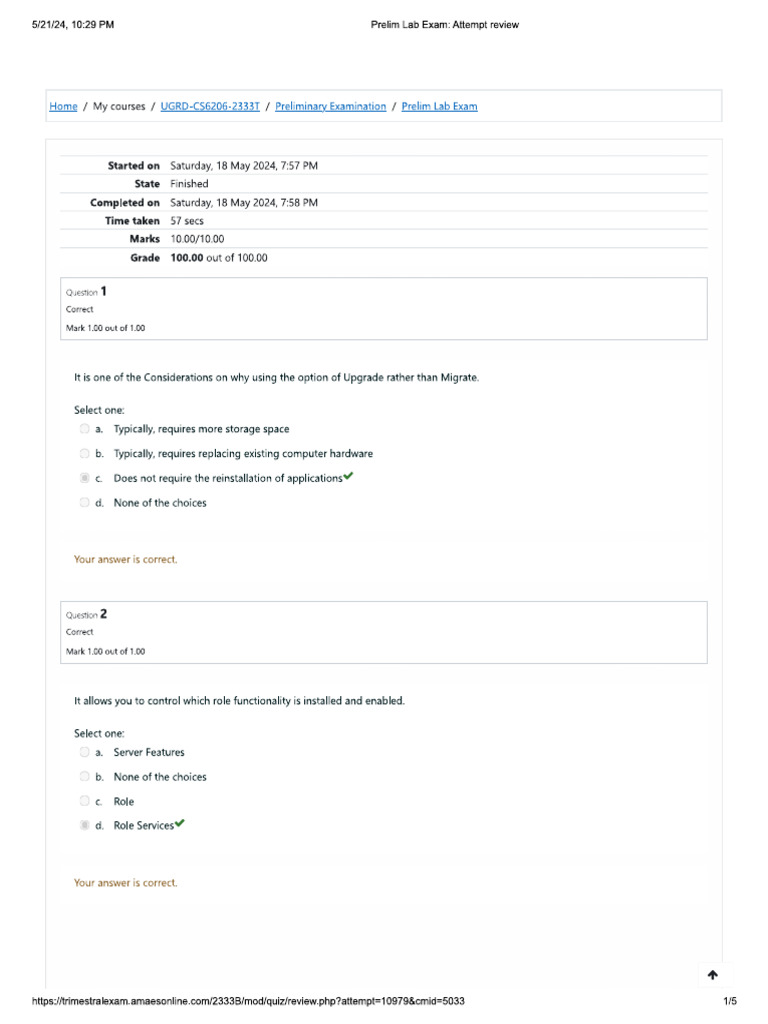 Principles of Operating Systems and Its Applications Prlim LSB Exam | PDF