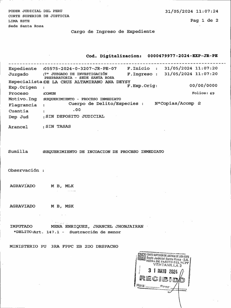 Exp 5575-2024-0 Req. Incoacion y Carpeta | PDF