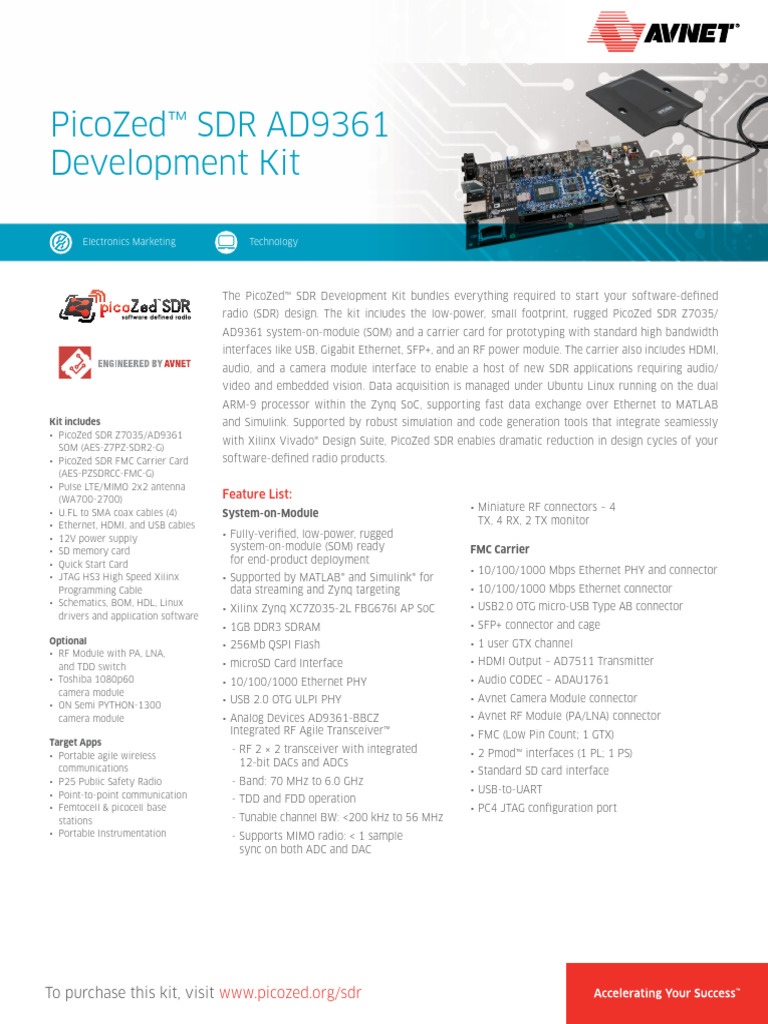 AES Z7PZ SDR2 DEV G PicoZed SDR SOM Dev Kit Product Brief | PDF | Usb | Software Defined Radio