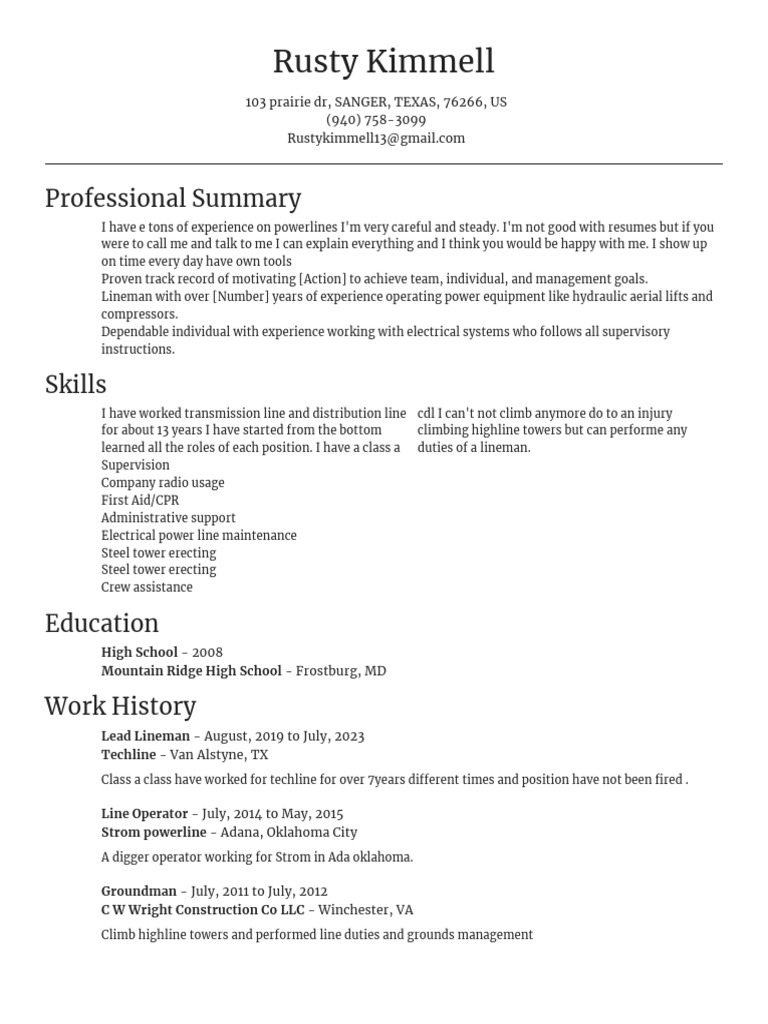 Rusty Kimmell's Resume | PDF | Career & Growth