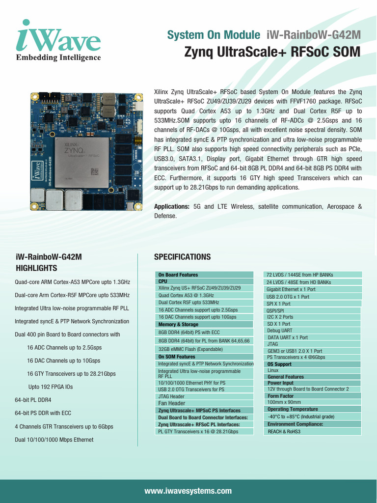 Zynq UltraScale RFSoC SOM - Brochure - R1.1 | PDF | Field Programmable ...