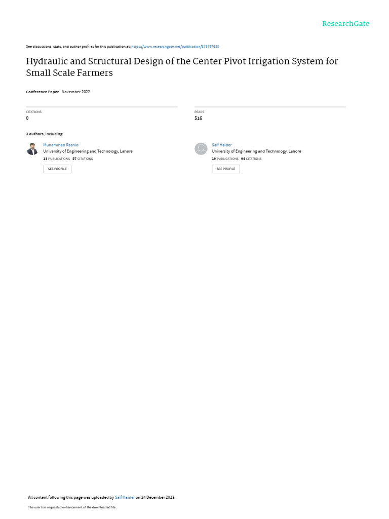 Hydraulic and Structural Design of The Center Pivot Irrigation System ...