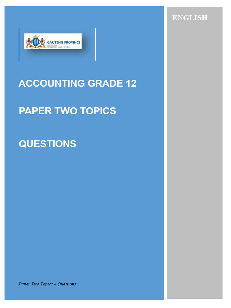 Grade 12 Accounting Paper 2 Topics | PDF | Book Value | Depreciation