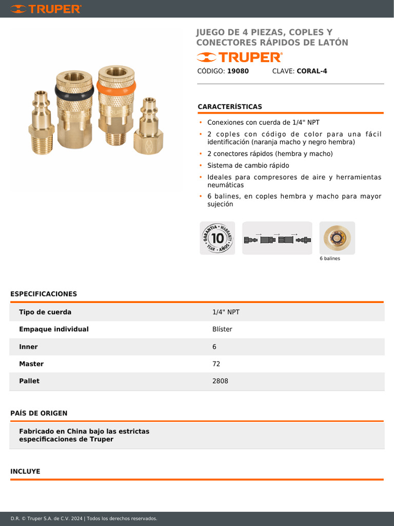 Acoples Rapidos Ficha Tecnica | PDF