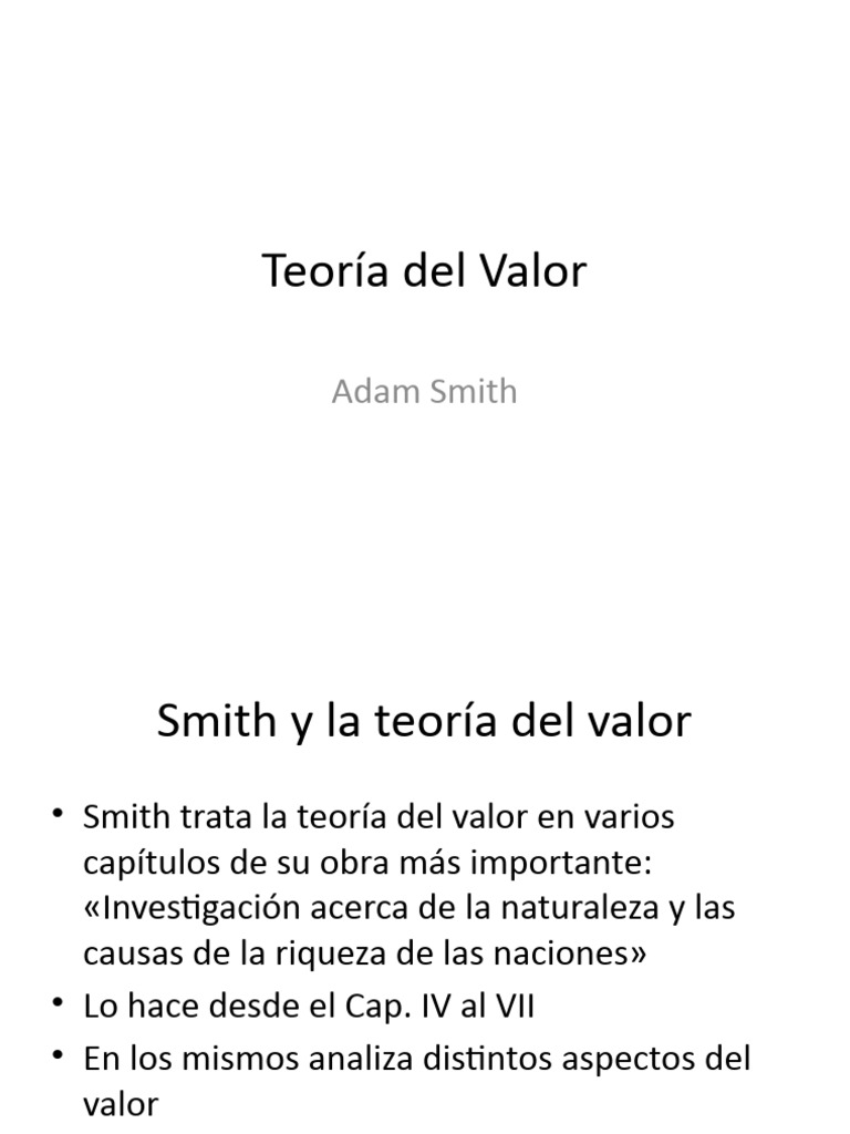 Teoría Del Valor Adam Smith | PDF | Salario | Precios