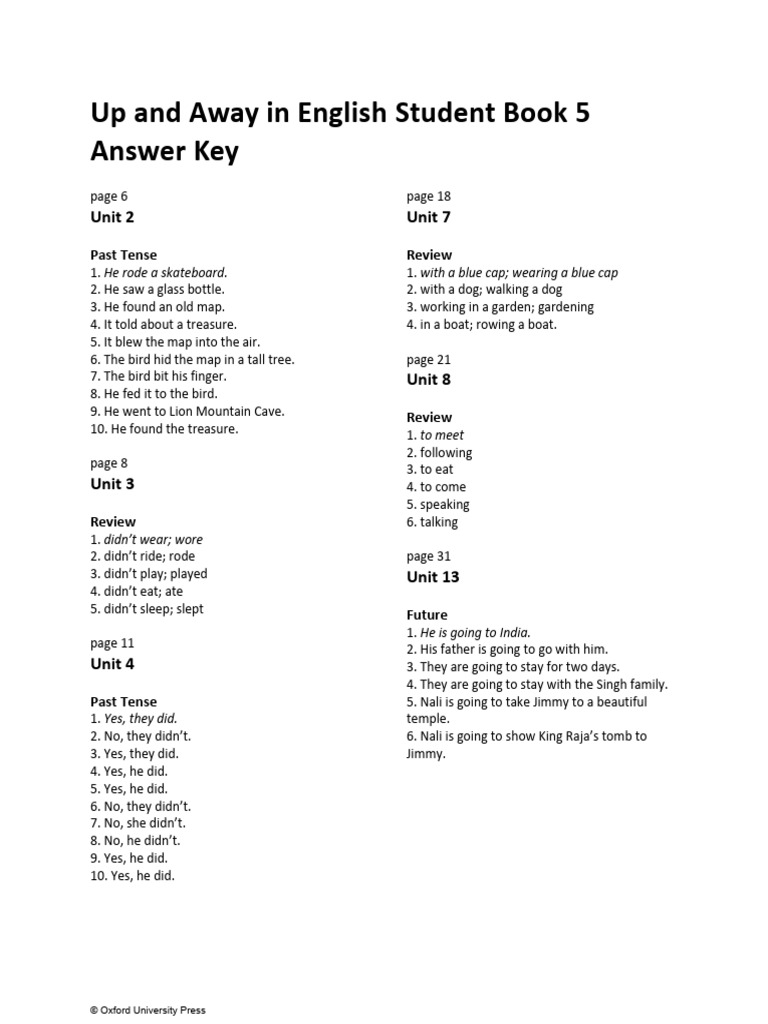 Uaa Student Book 5 Answer Key | PDF