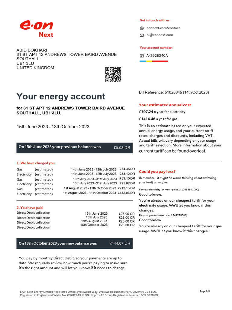 Abid Bokhari Utility Bill | PDF | Value Added Tax | Gases