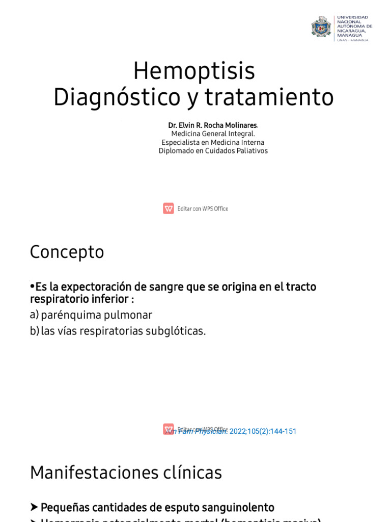 Hemoptisis: Diagnóstico y Tratamiento | PDF | Medicina | Enfermedades y ...