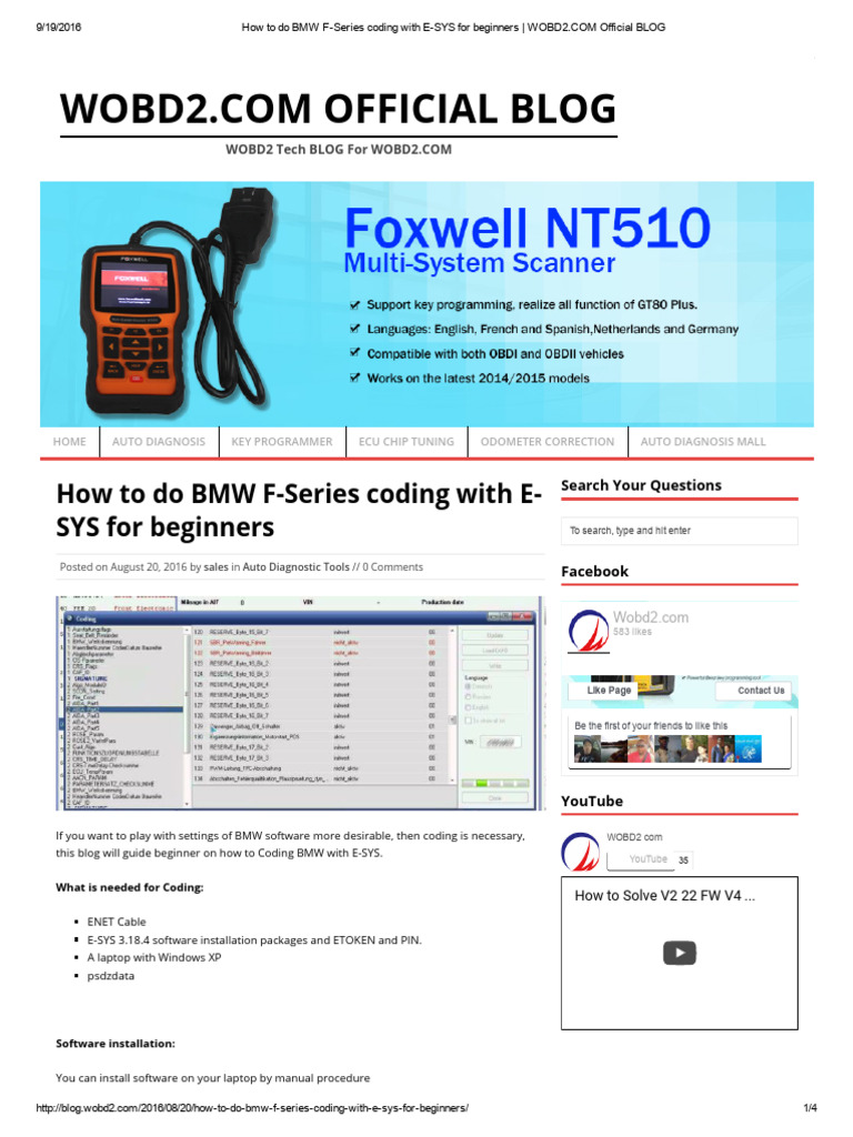 How to do BMW F-Series coding with E-SYS for beginners _ WOBD2 | PDF | Computing | Software