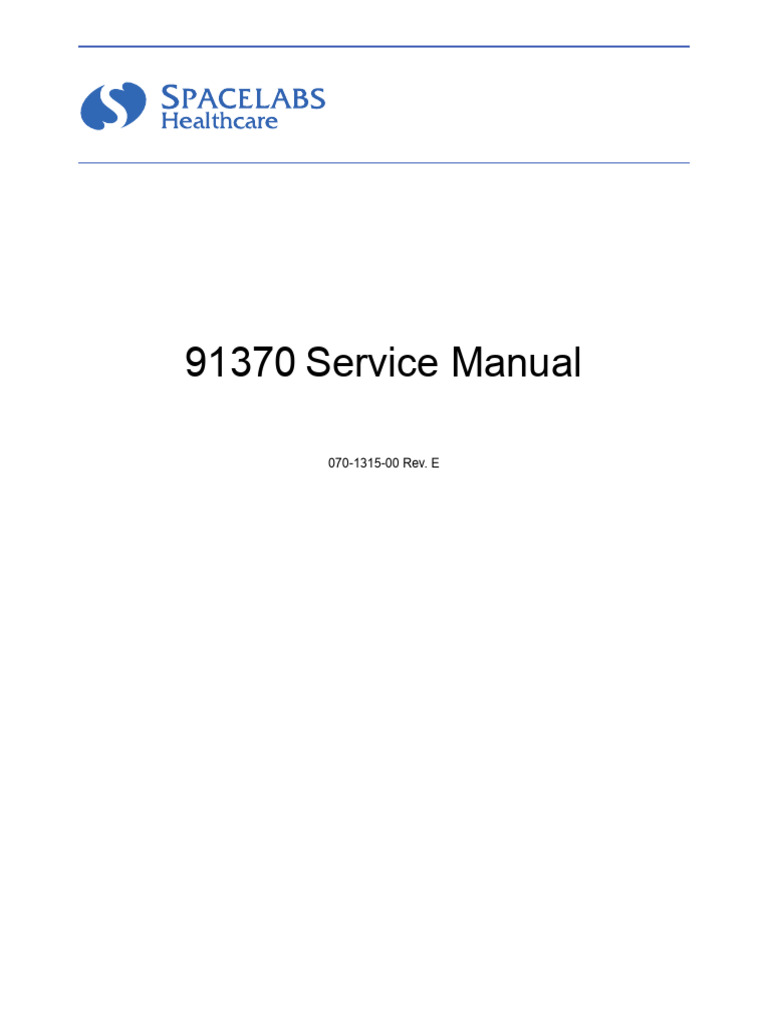Spacelabs 91370 Service Manual | PDF | Electrical Connector ...