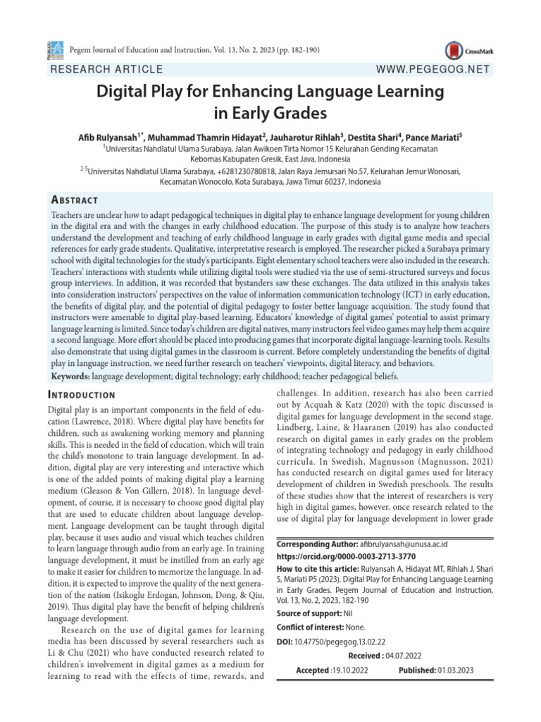 DIGITAL PLAY_3f06ebd79e3477ded6a05bd613bbaf33 | PDF | Teachers | Pedagogy