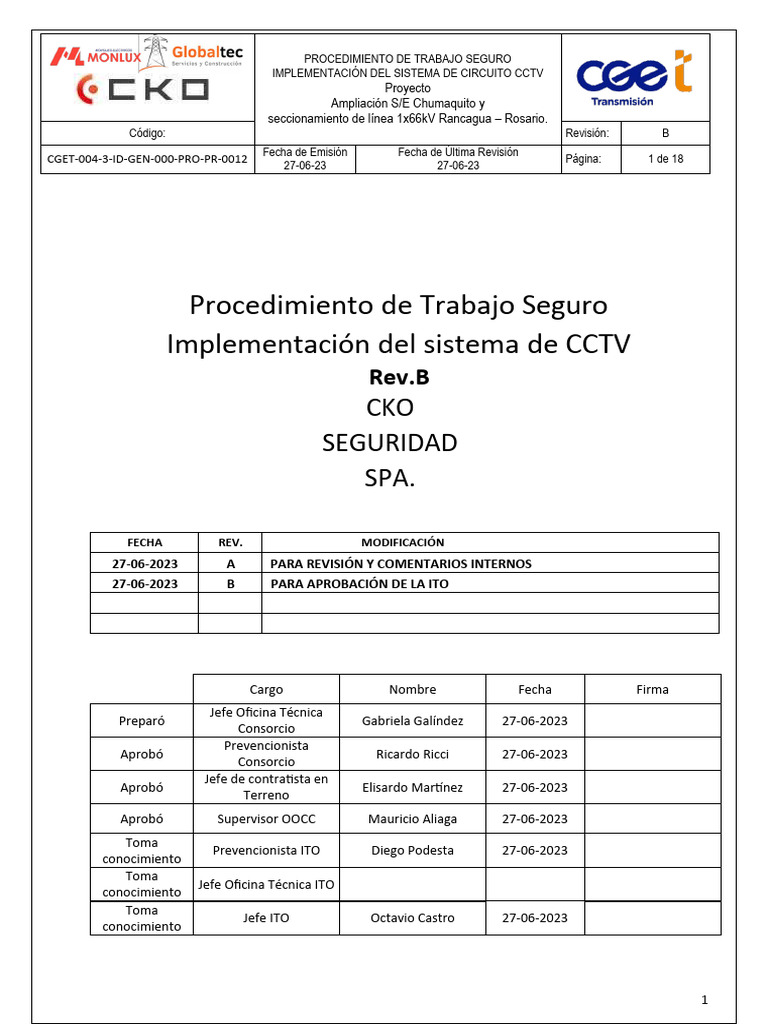 Cget 004 3 Id Gen 000 Pro PR 0012 | PDF | Circuito cerrado de televisión | Ingenieria Eléctrica
