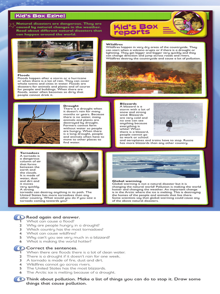 Natural Disasters for Kids Worksheets | PDF | Natural Disasters | Tornadoes