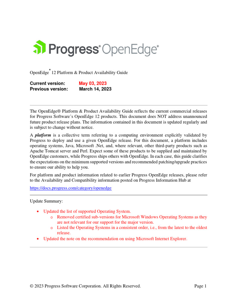 OpenEdge 12 Product Availability Guide | PDF | Operating System ...