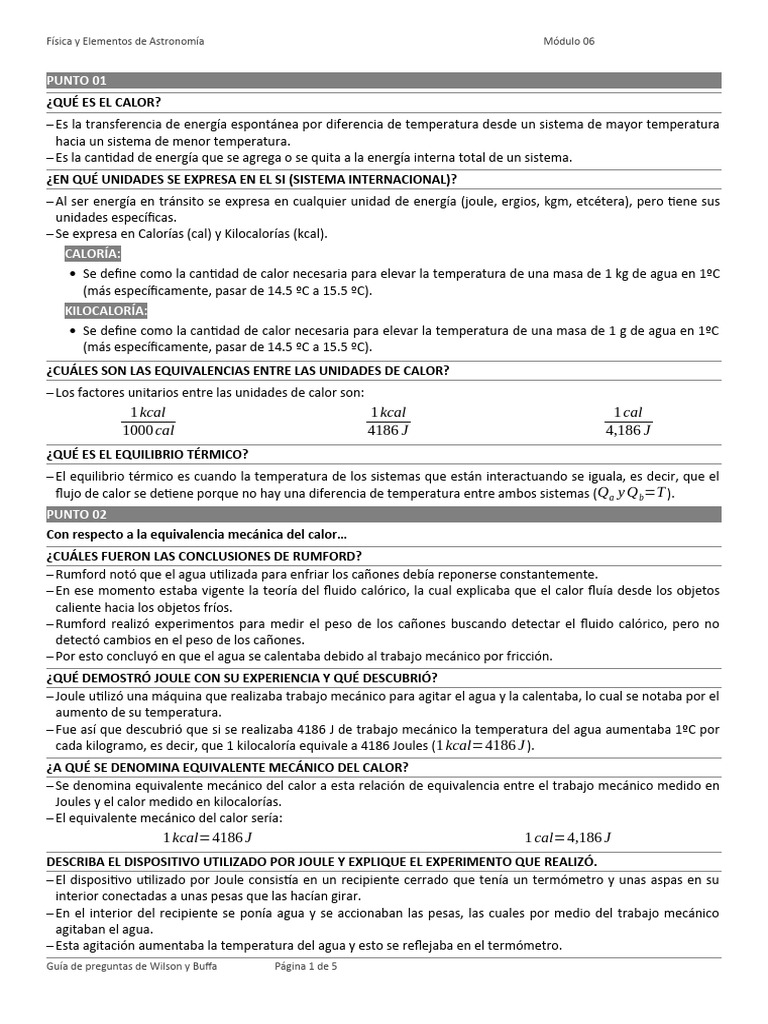 Módulo 06 - Guía de Preguntas Wilson y Buffa Resuelta | PDF | Calor | Temperatura